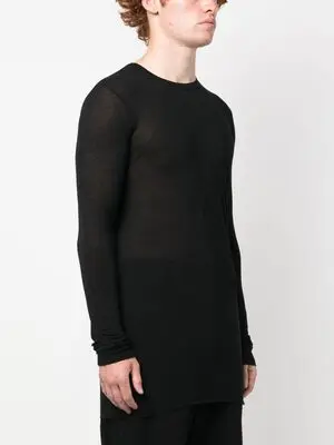 Rick Owens Long-sleeved Marl-knit T-shirt - Black