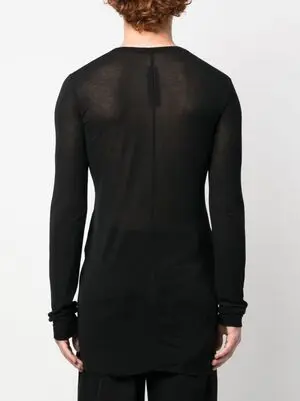 Rick Owens Long-sleeved Marl-knit T-shirt - Black