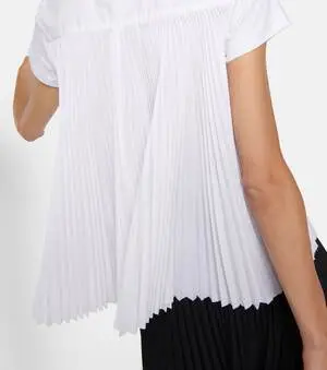 Sacai Pleated Cotton Jersey T-shirt - White