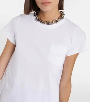 Sacai Pleated Cotton Jersey T-shirt - White