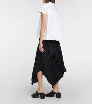 Sacai Pleated Cotton Jersey T-shirt - White