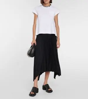 Sacai Pleated Cotton Jersey T-shirt - White