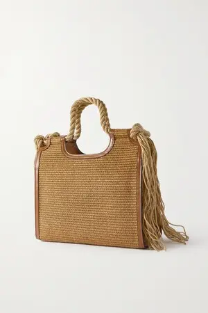 Marni Marcel Leather-trimmed Embroidered Faux Raffia Tote