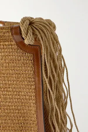 Marni Marcel Leather-trimmed Embroidered Faux Raffia Tote