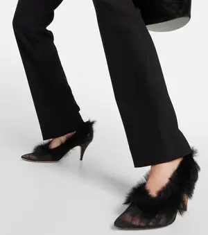 Khaite River Shearling-trimmed Pumps