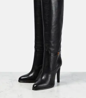 Saint Laurent Diane 105 Leather Knee-high Boots - Black