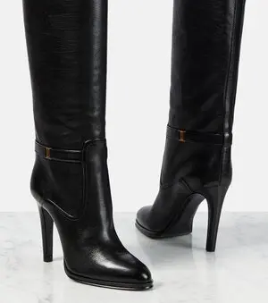 Saint Laurent Diane 105 Leather Knee-high Boots - Black