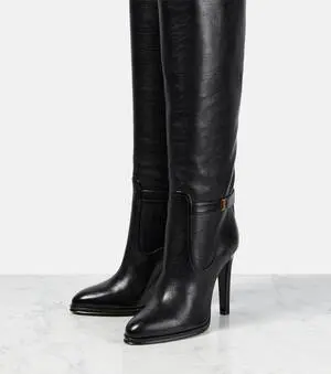 Saint Laurent Diane 105 Leather Knee-high Boots - Black