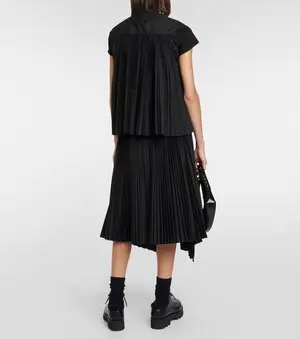 Sacai Pleated Cotton Jersey T-shirt - Black
