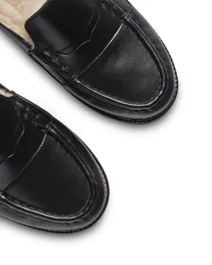 Freda Salvador Temi Shearling Lined Mule Flats - Black