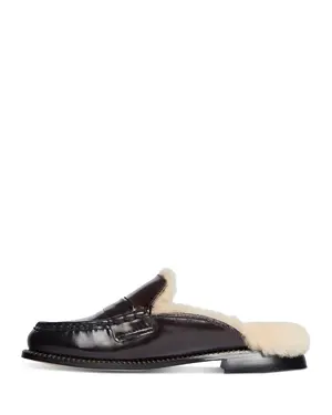Freda Salvador Temi Shearling Lined Mule Flats - Espresso