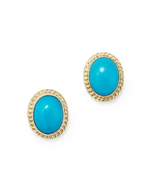 Bloomingdale'S 14k Yellow Gold Turquoise Stud Earrings - Turquoise/gold