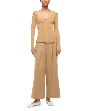 Staud Craftsman One Shoulder Ribbed Cardigan