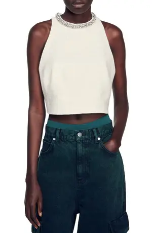 Sandro Dorine Sleeveless Crop Top