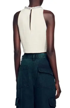 Sandro Dorine Sleeveless Crop Top