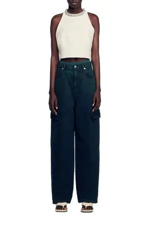 Sandro Dorine Sleeveless Crop Top