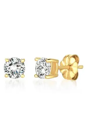 CRISLU Cubic Zirconia Stud Earrings - 18kt Yellow Gold