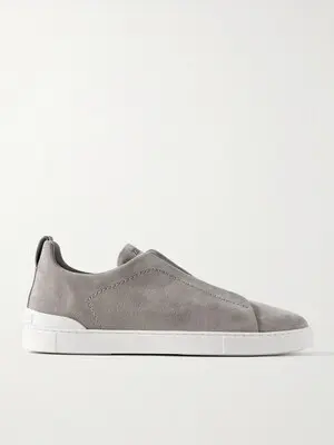 Zegna Triple Stitch™ Suede Slip-on Sneakers - Gray