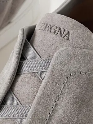 Zegna Triple Stitch™ Suede Slip-on Sneakers - Gray