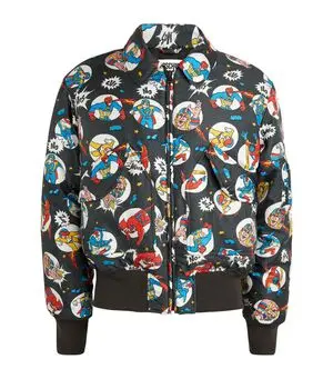 Moschino Silk Cartoon Print Bomber Jacket
