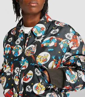 Moschino Silk Cartoon Print Bomber Jacket