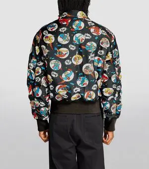 Moschino Silk Cartoon Print Bomber Jacket