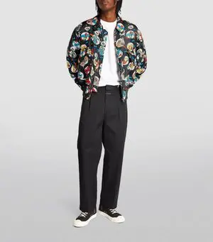 Moschino Silk Cartoon Print Bomber Jacket