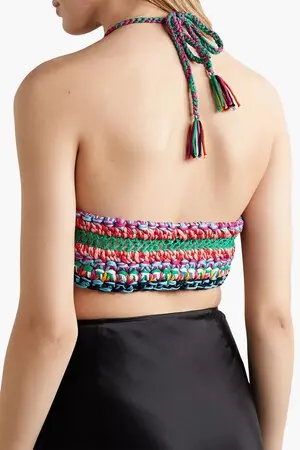 Etro Cropped Open-back Crochet Halterneck Top