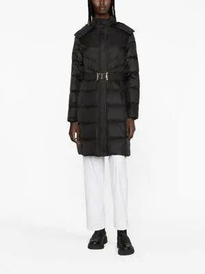 TWINSET Hooded Belted Puffer Coat - Black