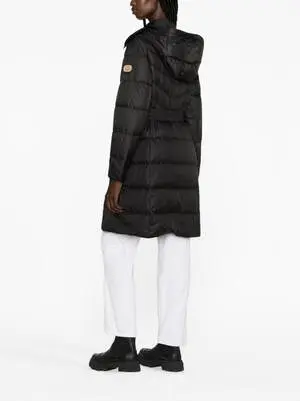 TWINSET Hooded Belted Puffer Coat - Black