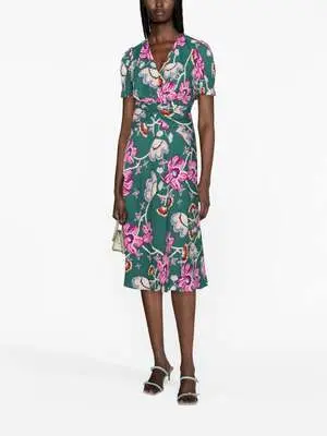 Diane Von Furstenberg Anaba Floral-print Crêpe Dress - Green