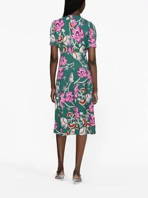 Diane Von Furstenberg Anaba Floral-print Crêpe Dress - Green