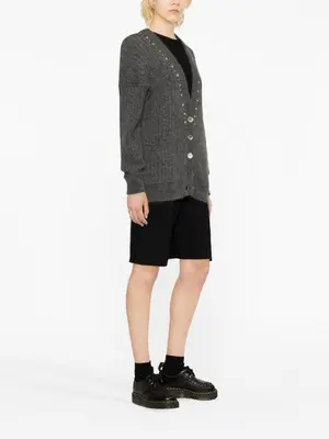 Alessandra Rich Embellished Wool-blend Cardigan - Grey