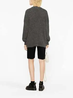 Alessandra Rich Embellished Wool-blend Cardigan - Grey