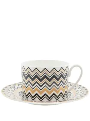 Missoni Zigzag-print Tea Cup And Saucer - Gold