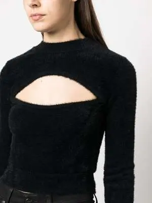 Moschino Long-sleeve Faux-fur Jumper - Black