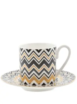 Missoni Zigzag-print Coffee Cup And Saucer - Gold