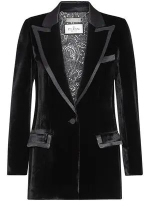 Philipp Plein Velvet Blazer With Contrasting Trim