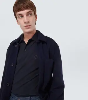 Giorgio Armani Cotton-blend Polo Shirt - Blue
