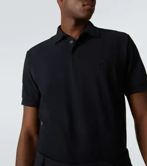 Giorgio Armani Cotton-blend Polo Shirt - Blue