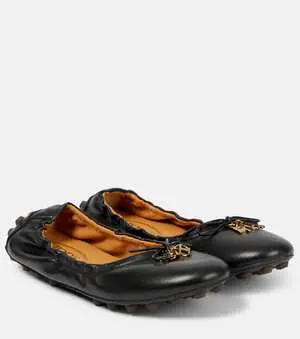 TOD'S Gommino Leather Ballet Flats - Black