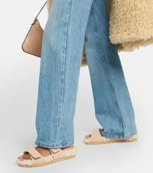 GIA BORGHINI Alvine Suede And Shearling Slides