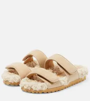 GIA BORGHINI Alvine Suede And Shearling Slides