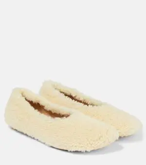 Bottega Veneta Shearling Ballet Flats - Beige