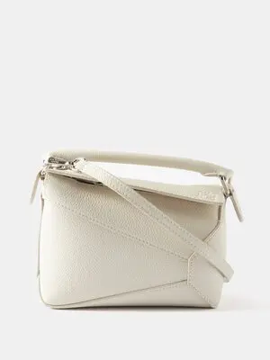 Loewe Loewe - Puzzle Mini Grained-leather Cross-body Bag - Womens - White White