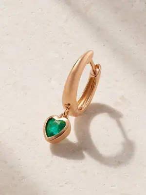 Shay 18-karat Emerald Heart Hoop Earring - Gold