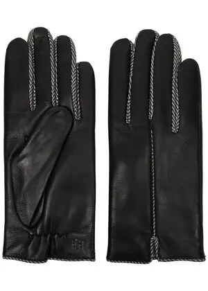 HANDSOME STOCKHOLM Herringbone-trimmed Leather Gloves