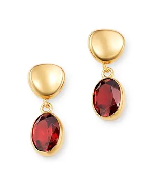 Bloomingdale'S Garnet And Yellow Gold Drop Earrings - Red/gold