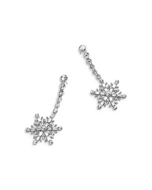 Clarins Baublebar Having A Snowball Snowflake Drop Earrings Silver