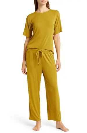 Nordstrom Moonlight Eco Easy Rib Pajamas Olive Ecru